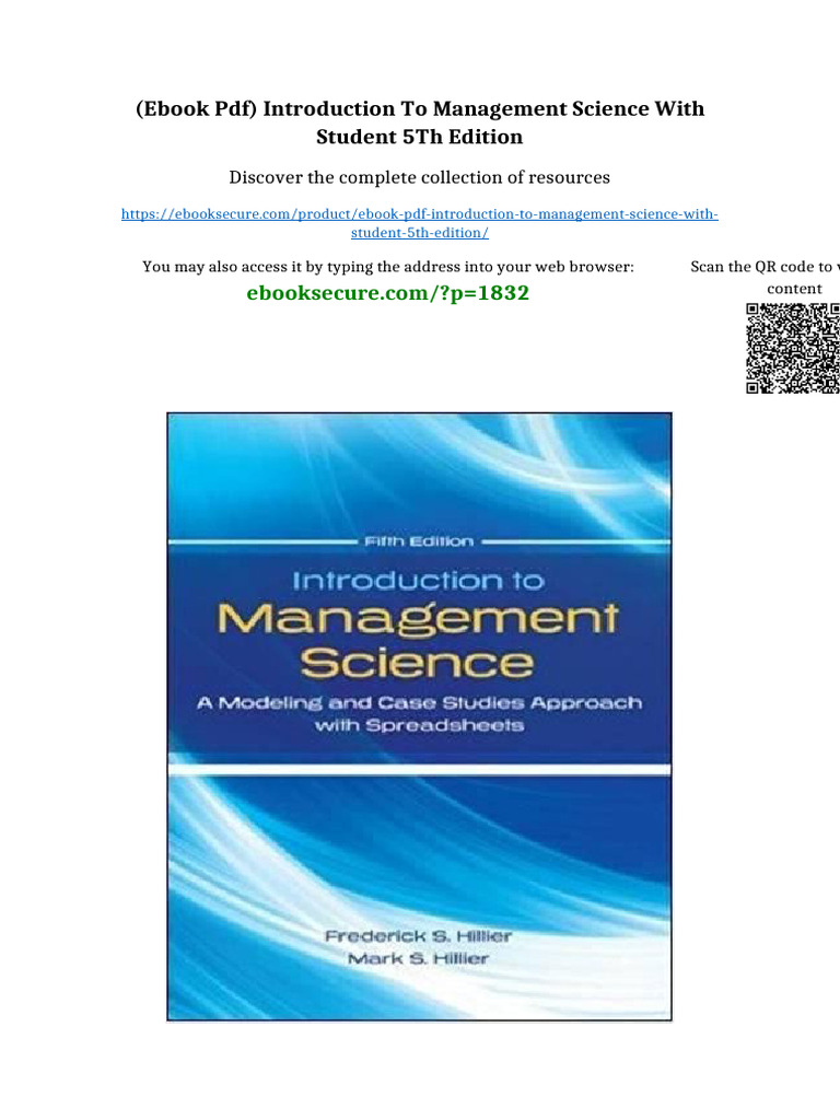 (Ebook PDF) Introduction To Management Science With Student 5th Edition ...