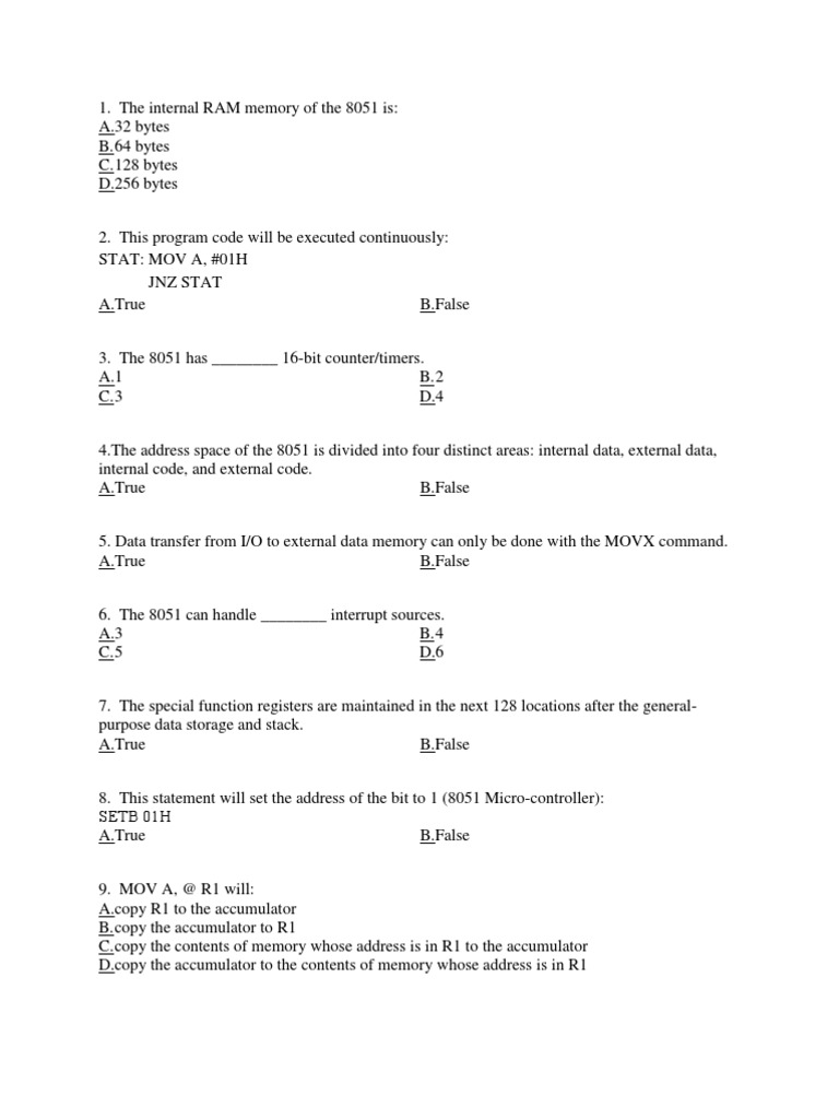 8051 Interview Questions | PDF | Digital Technology | Electrical Engineering
