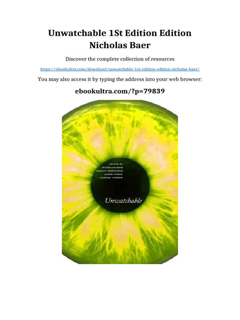 Unwatchable 1st Edition Edition Nicholas Baer Ready to Read | PDF ...