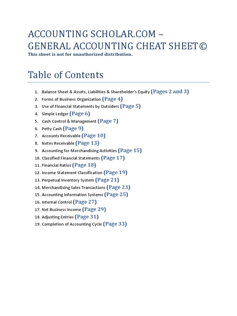 General Accounting Cheat Sheet | PDF | Debits And Credits | Expense