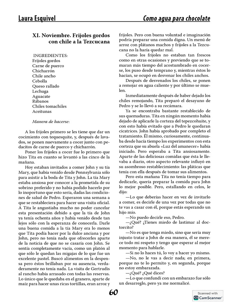 Como Agua Para Chocolate-LAura Esquivel | PDF | Alimentos