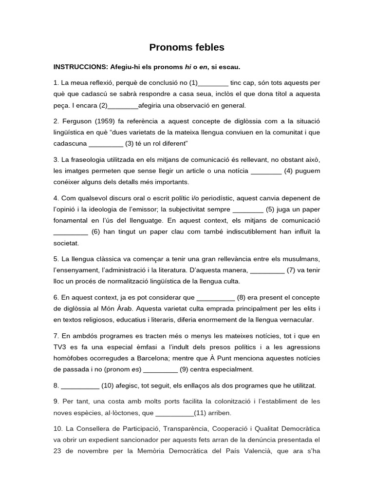 Pronoms Febles 3 | PDF