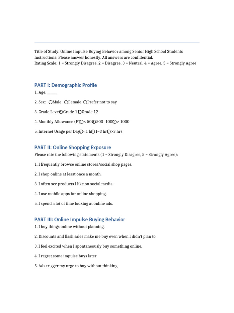 Online Impulse Buying Questionnaire Final | PDF