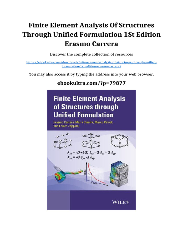 Finite Element Analysis of Structures Through Unified Formulation 1st ...