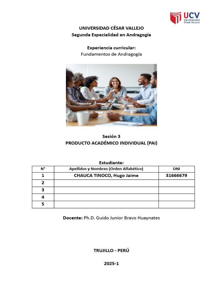 Chauca Tinoco Hugo PAI | PDF | Aprendizaje | Enseñando