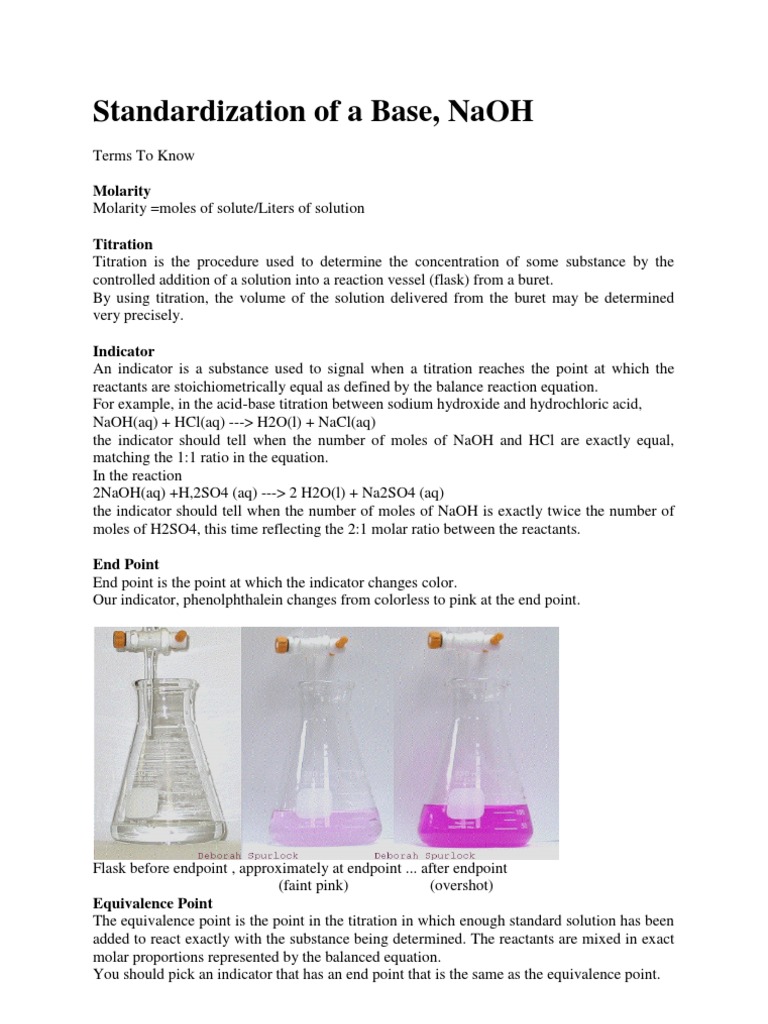 Standardization of A Base | PDF | Titration | Chemistry