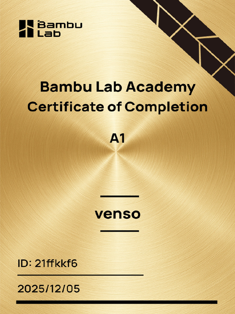 Bambu Lab Academy Certificate of Completion | PDF