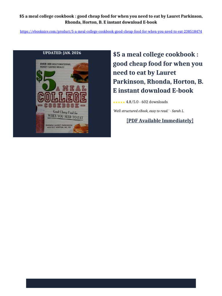 $5 a meal college cookbook : good cheap food for when you need to eat ...