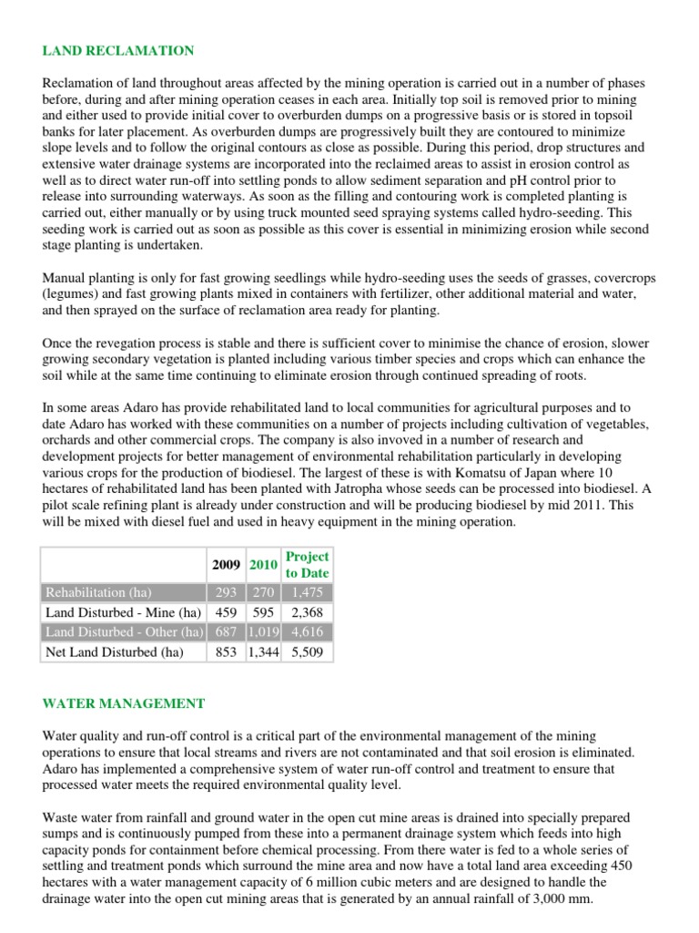 Land Reclamation in Mining Operations | PDF | Surface Runoff | Water ...