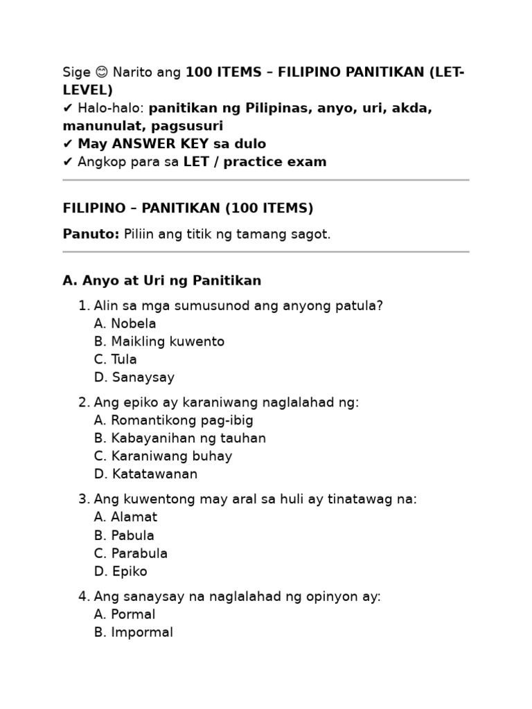 Fil Sample Exam | PDF