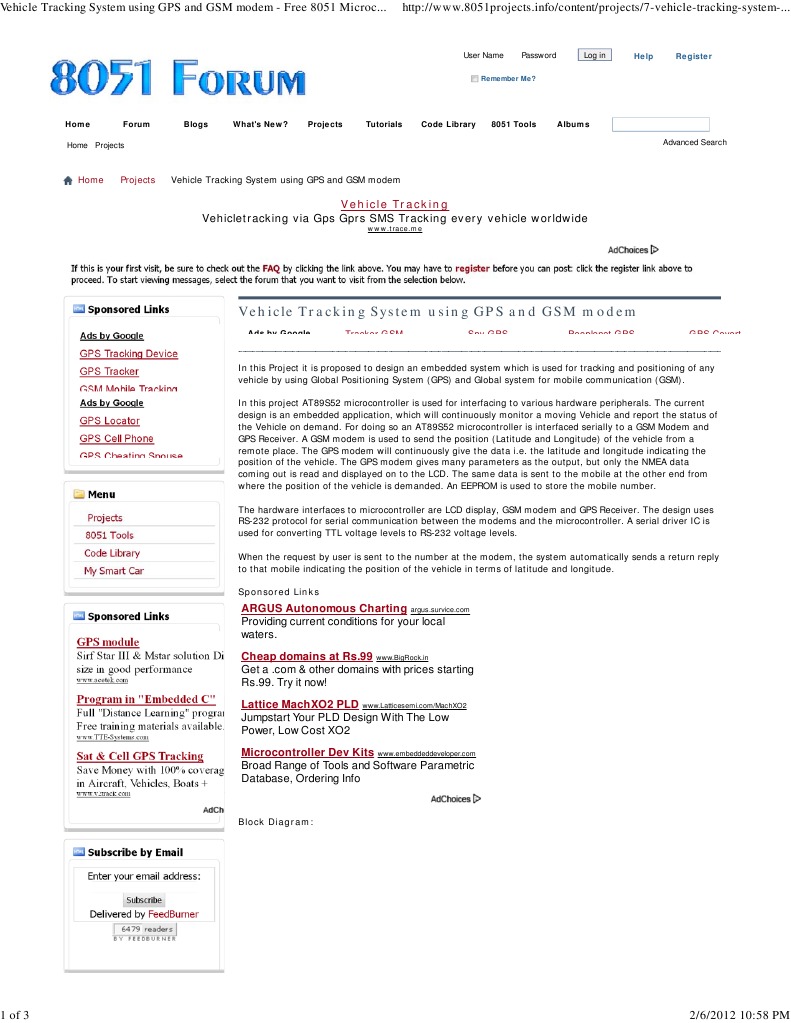 Vehicle Tracking System Using GPS and GSM Modem | PDF | Microcontroller ...