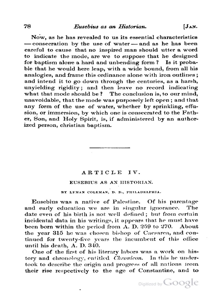Eusebius As An Historian, Lyman Coleman | PDF | Saint Peter | Eusebius