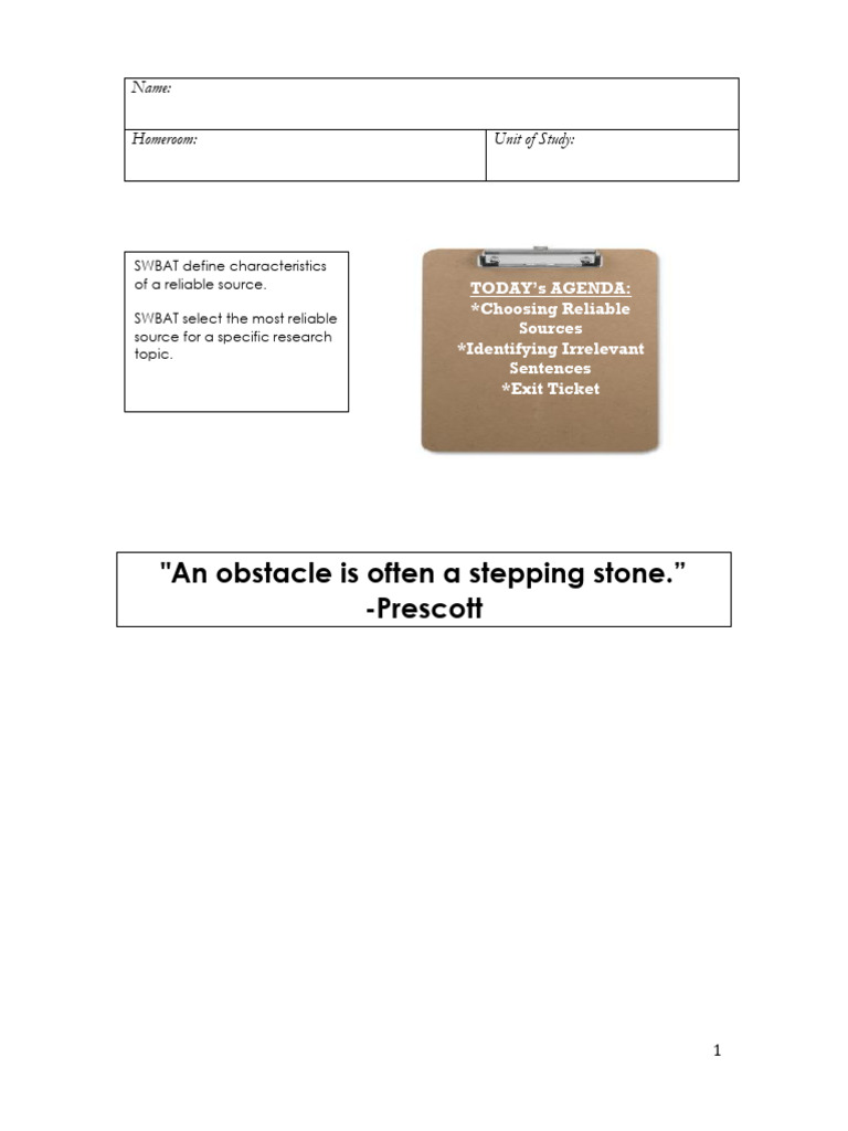 Reliable Sources and Irrelevant Sentences Student | PDF | Jeans ...