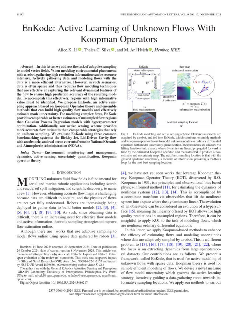 EnKode Active Learning of Unknown Flows With Koopman Operators | PDF ...