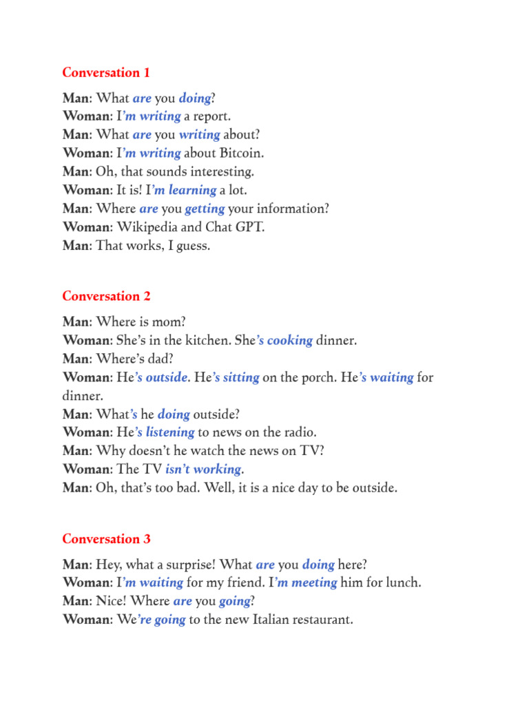 Conversation. Beginner Level | PDF