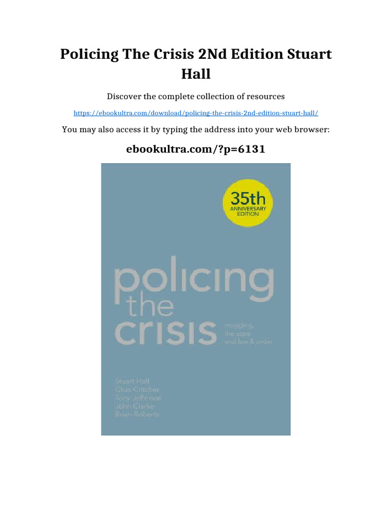 Policing The Crisis 2nd Edition Stuart Hall Full Digital Chapters | PDF ...