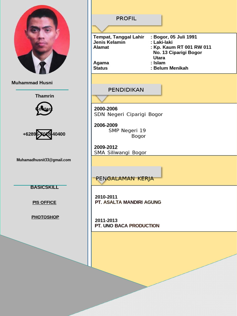 CV M Husni Thamrin | PDF