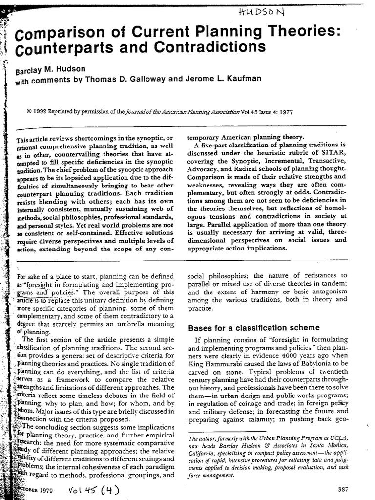 Planning Theories - JAPA 1D | PDF