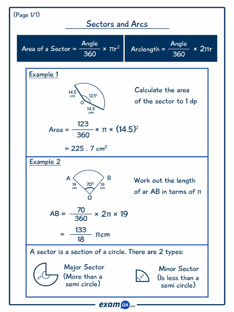 Sectors and Arcs Notes | PDF