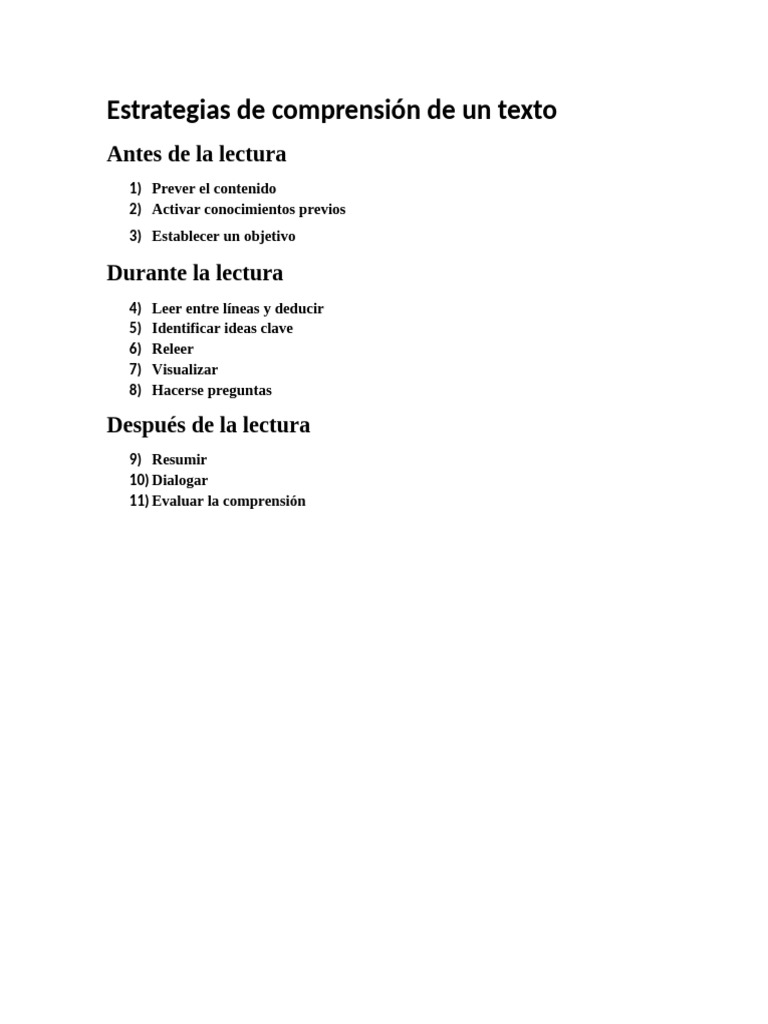 Estrategias de Comprensión de Un Texto | PDF