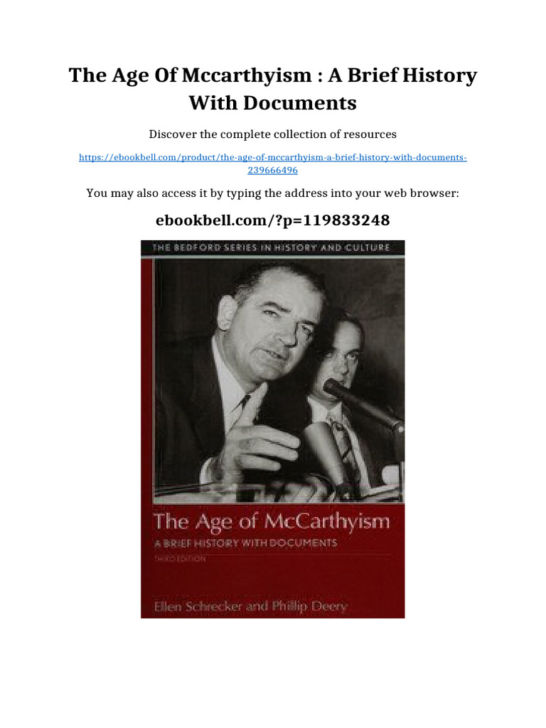 The Age of McCarthyism: A Brief History With Documents Online Reading ...