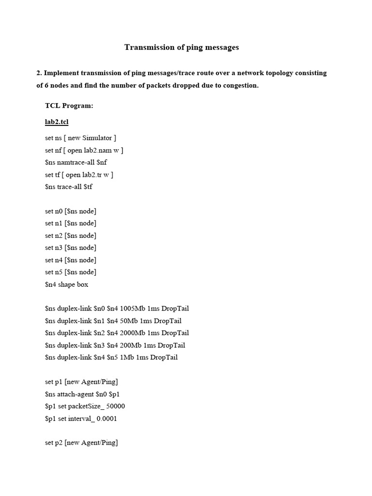 Transmission of Ping Messages | PDF | Computer Engineering | Computer ...