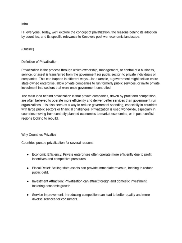 Privatization Script | PDF | Privatization | State Owned Enterprise