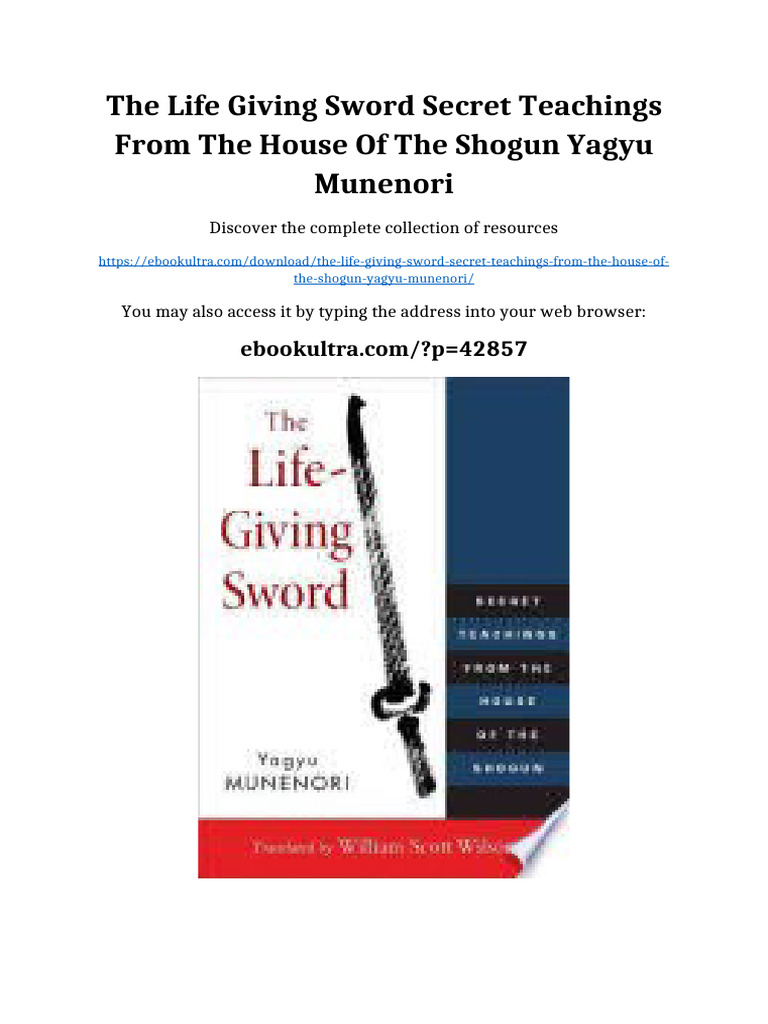 The Life Giving Sword Secret Teachings From The House of The Shogun ...