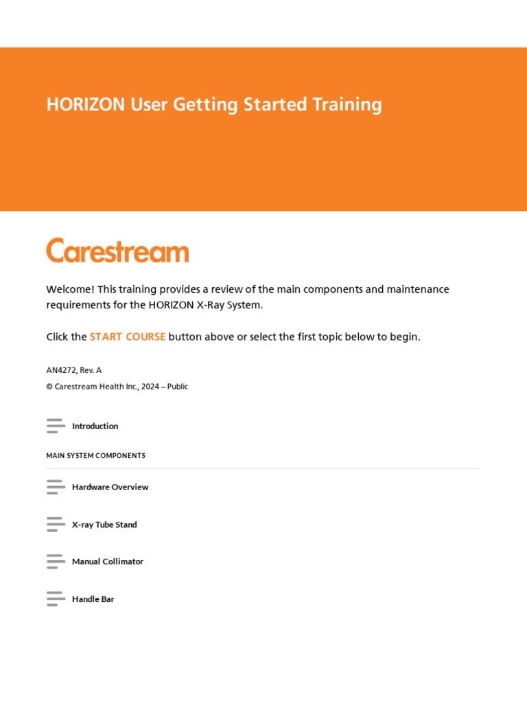 HORIZON User Getting Started Training | PDF | Radiography | X Ray