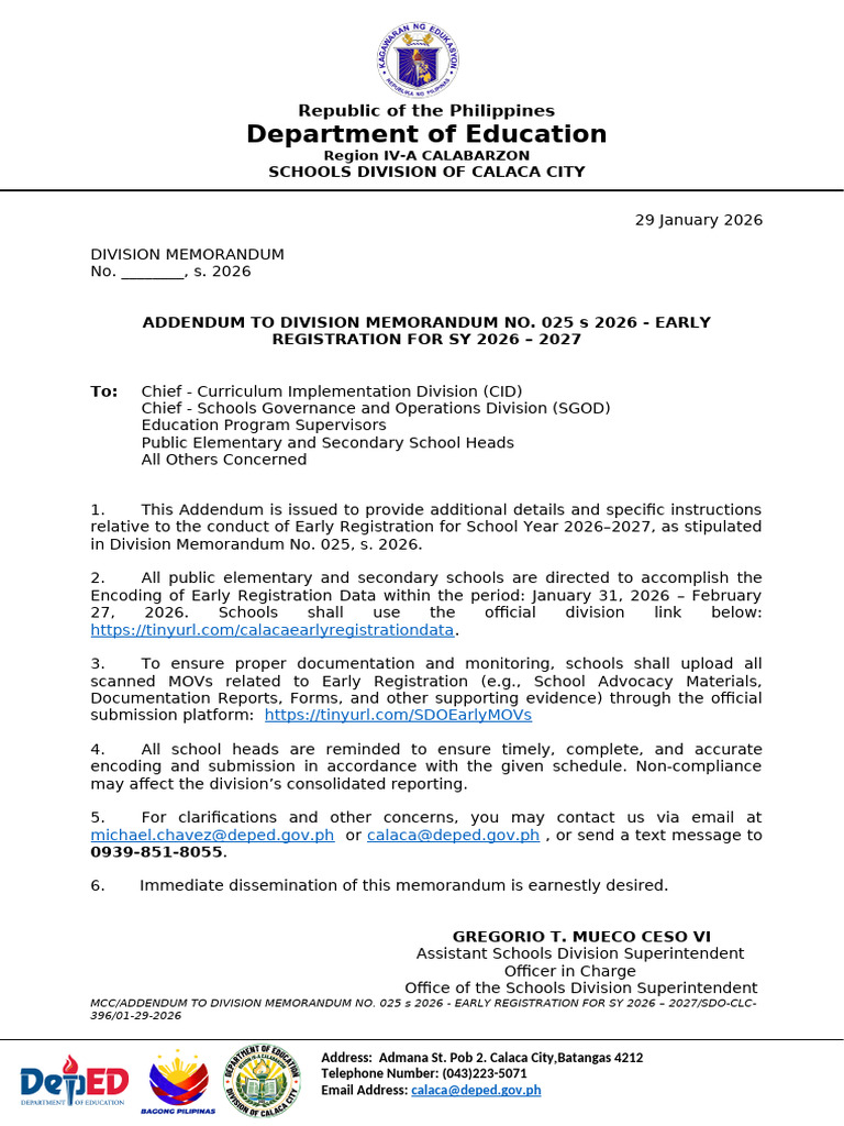 Addendum to Early | PDF