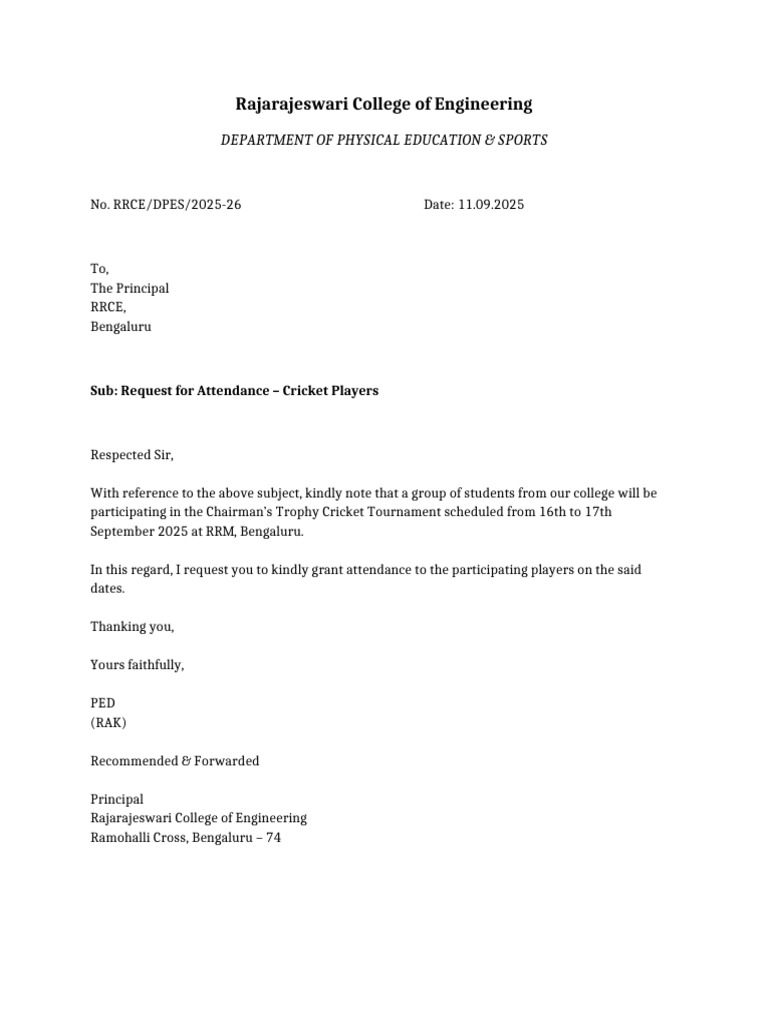Attendance Request Letter | PDF