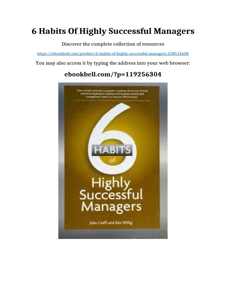 6 Habits of Highly Successful Managers Digital Version 2025 | PDF ...