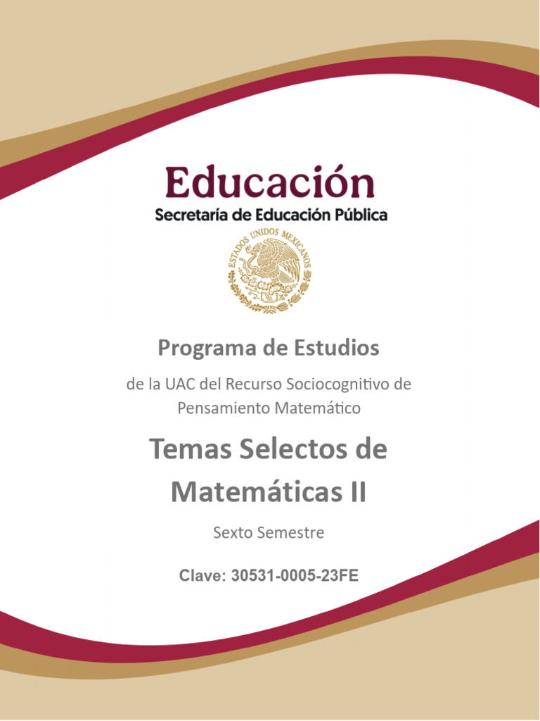 PROGRAMA Temas Selectos de Matematicas II | PDF | Integral | Matemáticas