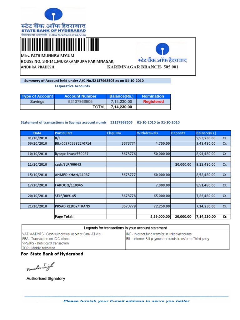 Account Summary for Fathimunnisa Begum | PDF | Business | Finance ...