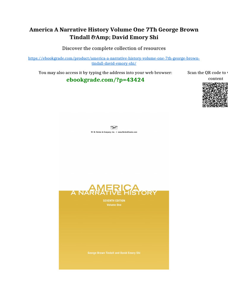 America A Narrative History volume one 7th George Brown Tindall & David ...