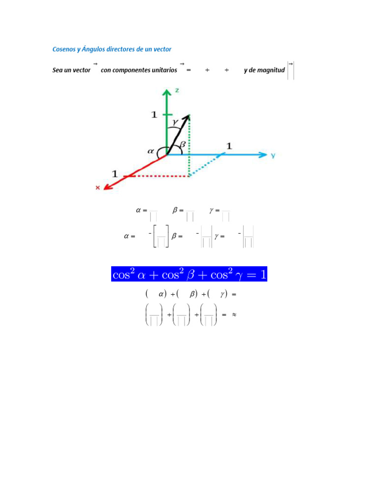 Física I 2° Parcial Cosenos, Ángulos Directores y Vector Unitario | PDF ...