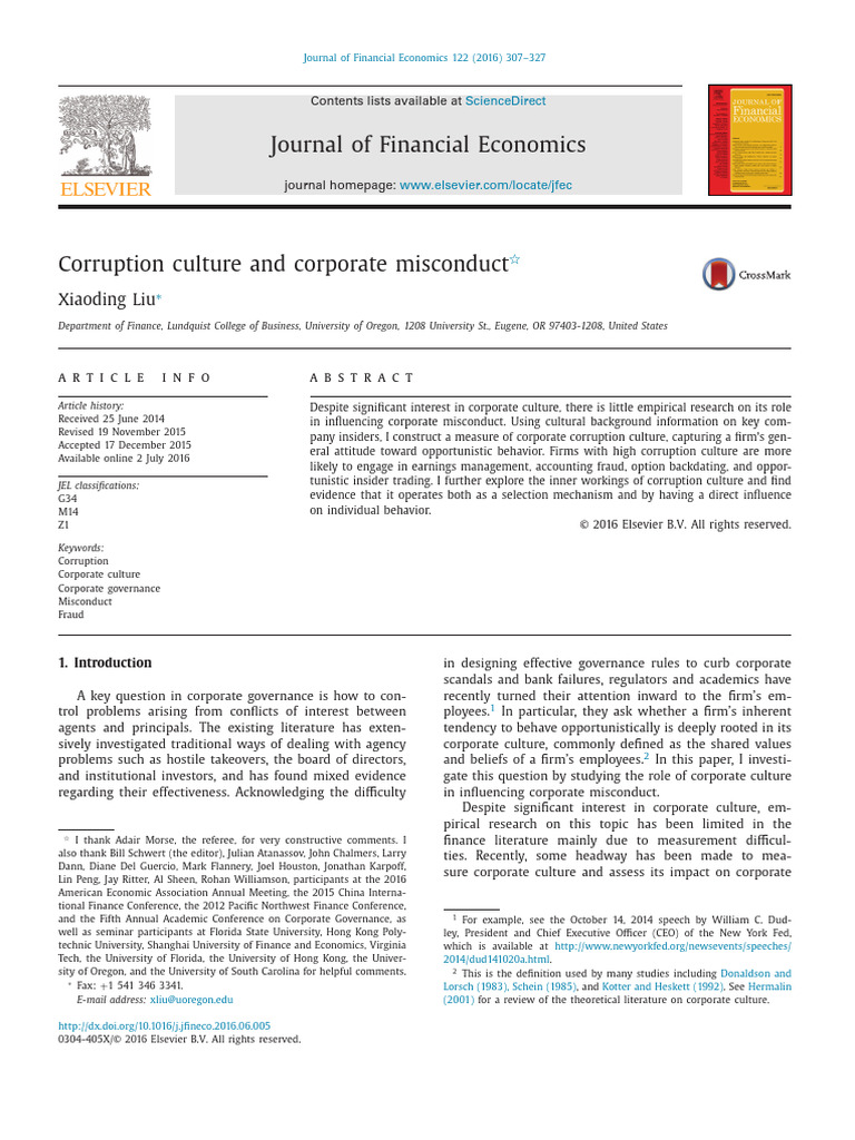 Corruption Culture and Corporate Misconduct | PDF | Errors And ...