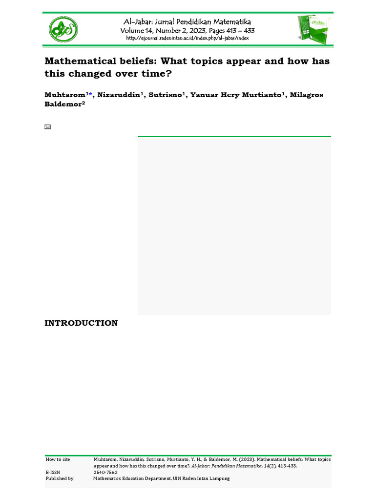 Mathematical_beliefs_What_topics_appear_and_how_ha | PDF | Epistemology ...