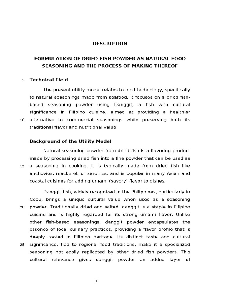 Sample Patent Specification | PDF | Umami | Taste