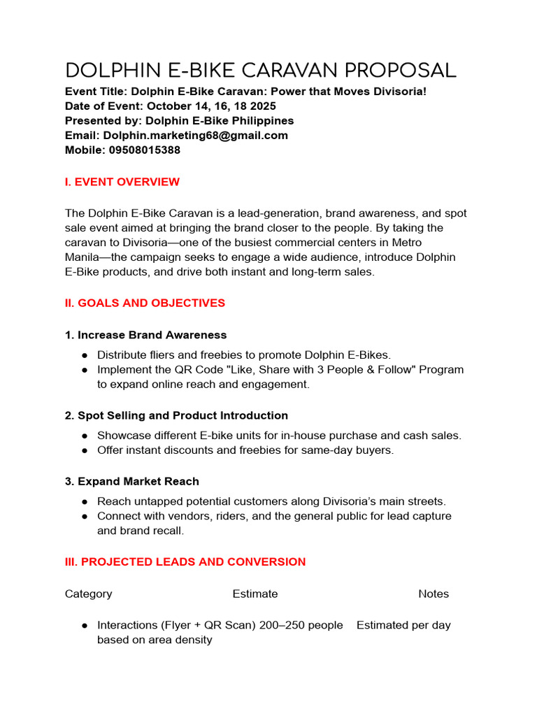 Dolphin E-Bike Caravan Proposal | PDF | Business
