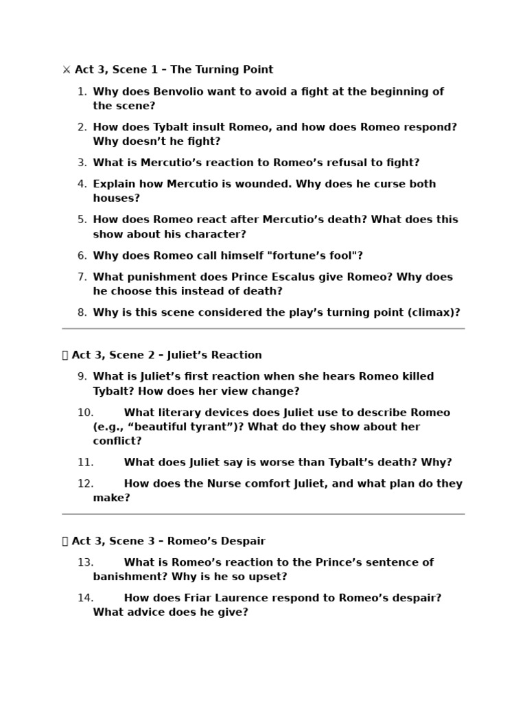 Romeo and Juliet ⚔️ Act 3 | PDF | Characters In Romeo And Juliet ...