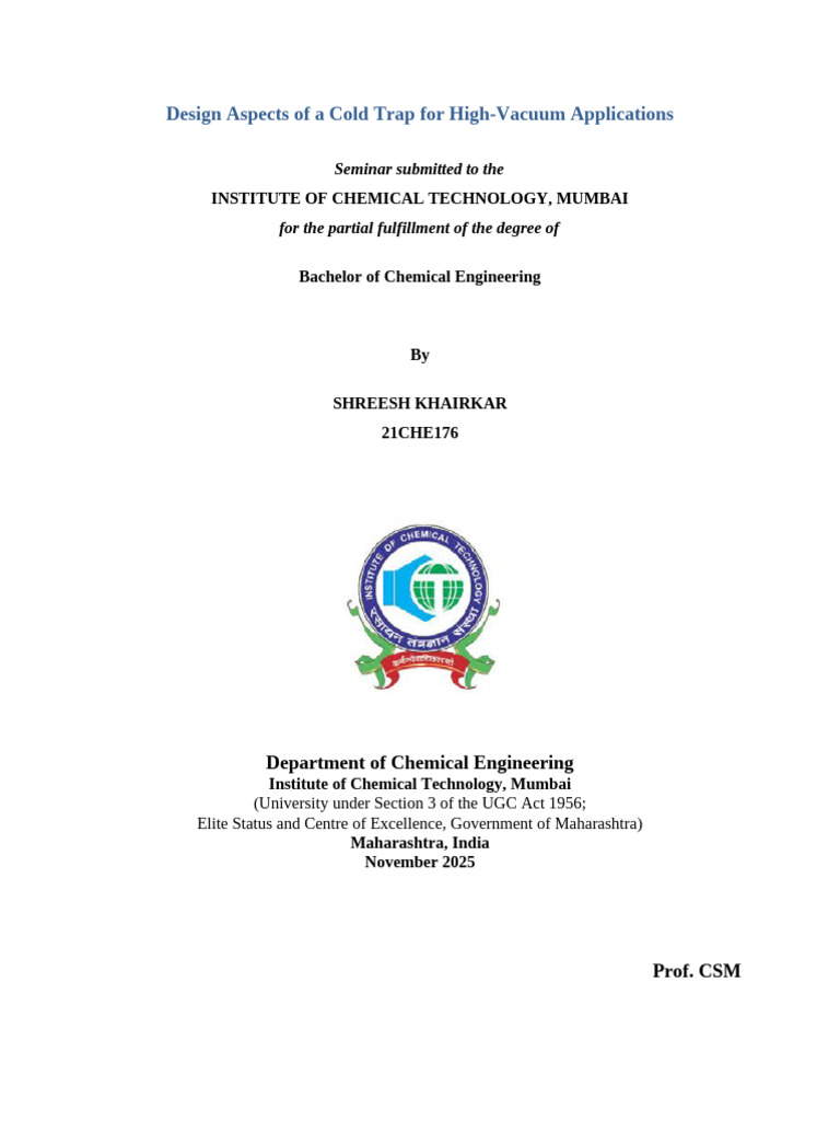 Design Aspects of A Cold Trap For High Vacuum Application | PDF ...