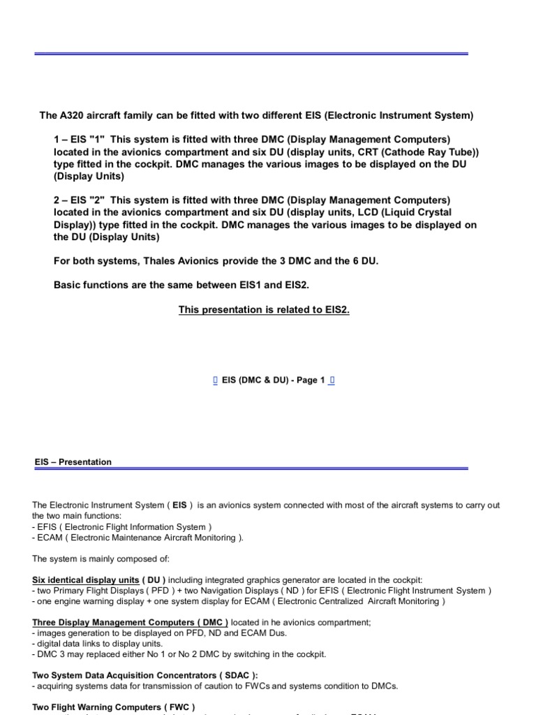 A320 ATA 31 EIS Presentation | PDF