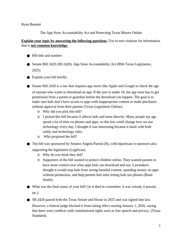 2306 DMC Topic Assignment 1 Worksheet Spring 2026 (3) | PDF | Bill (Law)