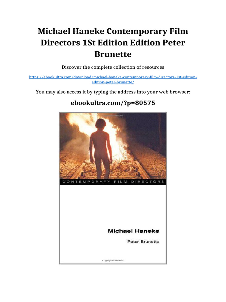Michael Haneke Contemporary Film Directors 1st Edition Edition Peter ...