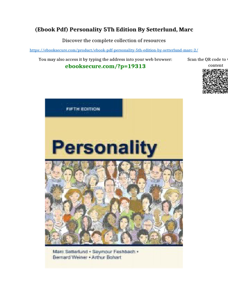 (eBook PDF) Personality 5th Edition by Setterlund, Marc newest edition ...