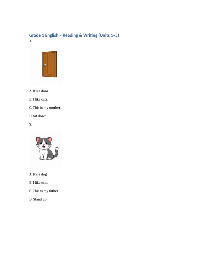 Reading and Writing Practice Unit 1-5 | PDF