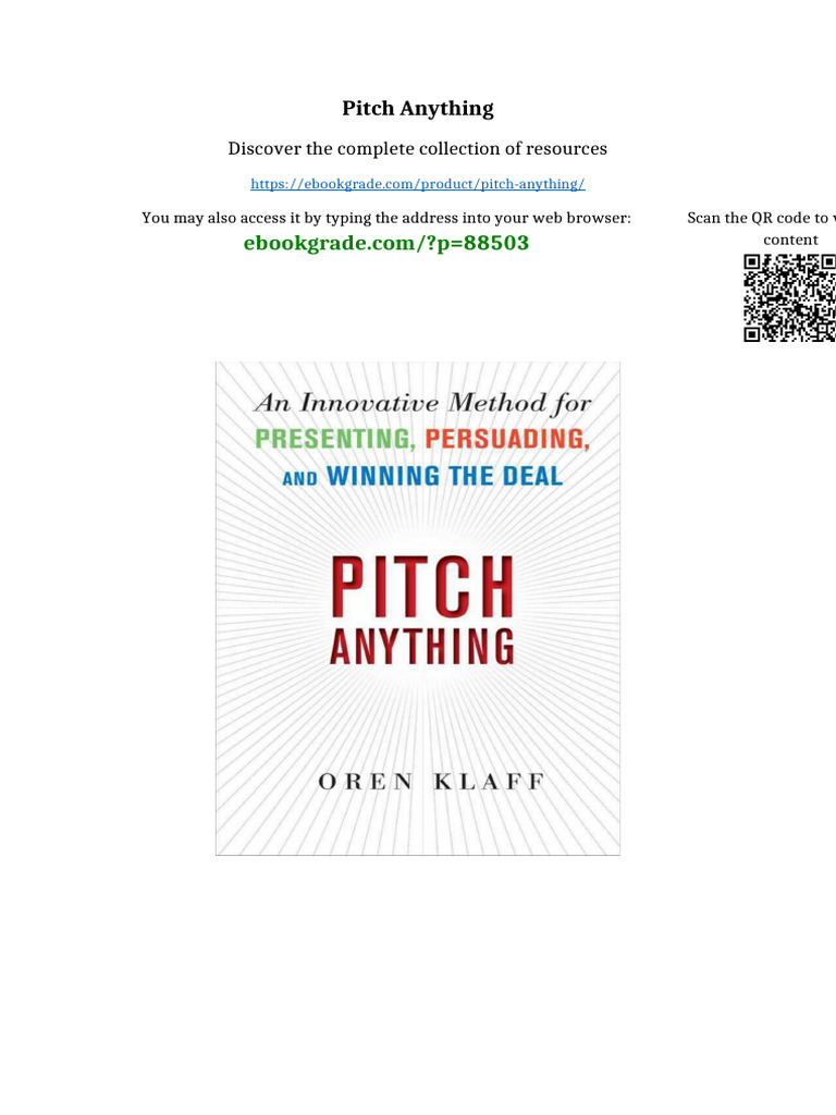 Pitch Anything download full chapters | PDF | Linguistics