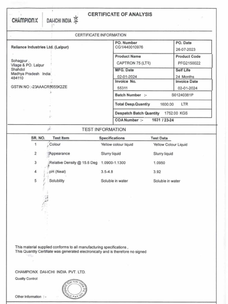 Nalco Si Msds | PDF