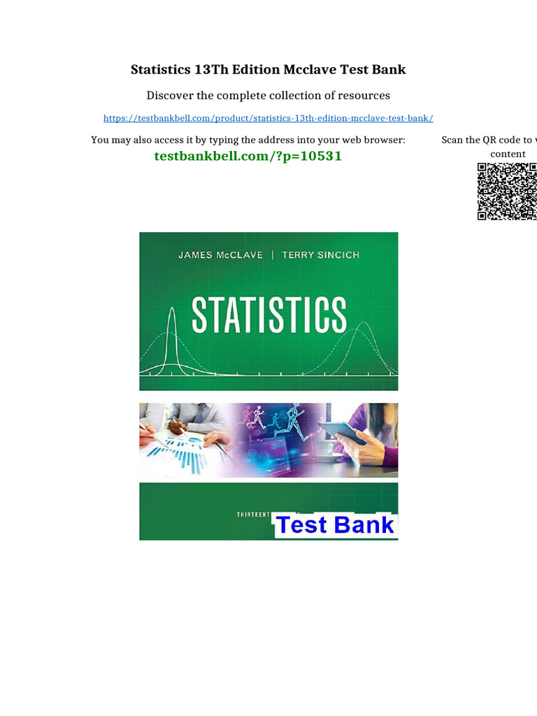 Statistics 13th Edition McClave Test Bank online reading | PDF ...